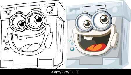 Two cheerful animated washing machines smiling Stock Vector Image & Art ...