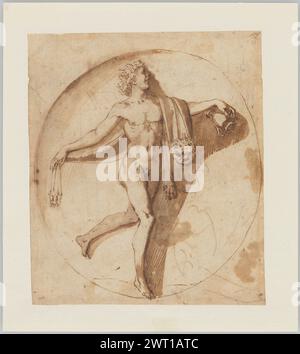 Drawing of Bacchus from ancient Roman mural in Pompeii by Henri Roux ...