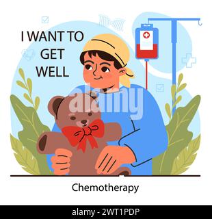 Child cancer. Little kid getting oncological illness medical treatment ...
