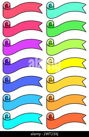 Set of multicolored cartoon ribbons and banners for web design. Great ...