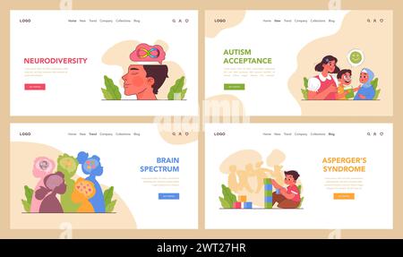 Neurodiversity set. Cognitive development spectrum. Mental health ...
