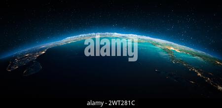 Indian Ocean from space. Elements of this image furnished by NASA. 3d ...