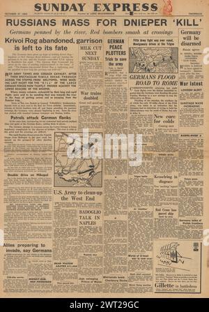 1943 Sunday Express front page reporting RAF bomb Nurnberg, Red Army ...