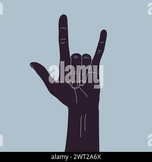 Hard rock horns sign. Hand showing rock gesture. Vector illustration ...
