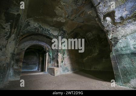 The interior of the cave of the Sibilla Cumana, the priestess of Apollo ...