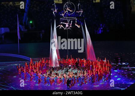 A moment of the opening ceremony of the 2019 Universiade in Naples ...