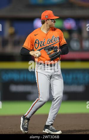 Baltimore Orioles' Coby Mayo looks on after striking out against Los ...