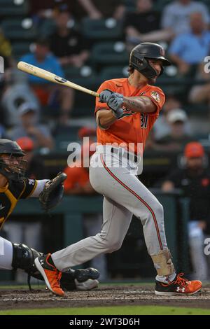 Bradenton, FL: Pittsburgh Pirates right fielder Connor Joe (2) grounds ...