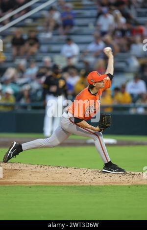 Baltimore Orioles starting pitcher Cade Povich throws during the first ...