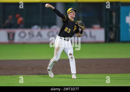 Pittsburgh Pirates third baseman Jack Brannigan (83) throws to first ...