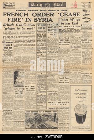 1945 Daily Mail front page reporting Himmler meets Count Bernadotte ...