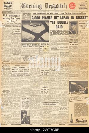 1945 Evening Despatch front page reporting Red Army advance in Silesia ...