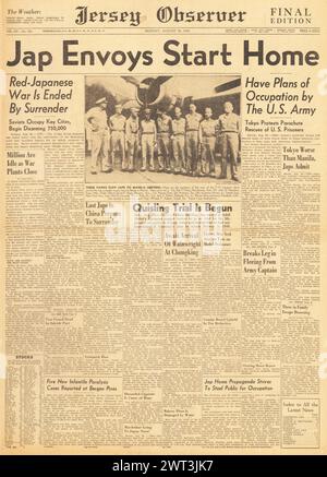 1945 Jersey Observer front page reporting US Air Force bomb Japan and ...