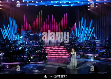 The singer Noemi during the TV show Una Storia Da Cantare, in the Rai ...