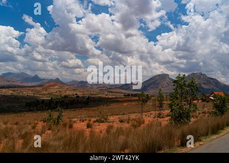 Landscape showing red laterite soil, Ambalavao, Haute Matsiatra ...