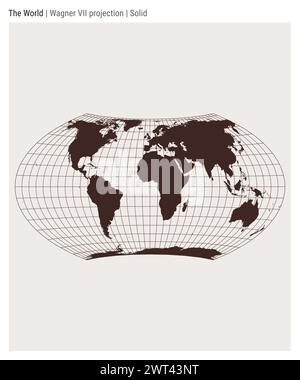 World map. Wagner VII projection. Continents style. High detail world ...