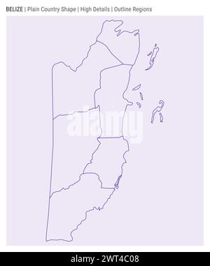 Map of Belize with regions. Just a simple country border map with ...
