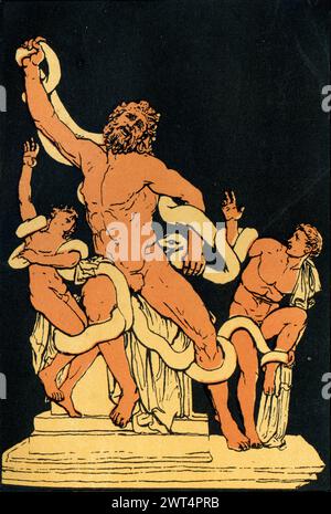 Laocoon and his two sons struggle with the snakes, Greek statue of the ...