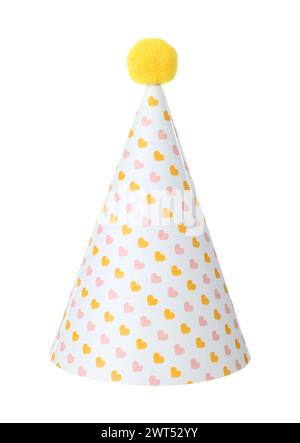 One party hat with hearts isolated on white Stock Photo - Alamy