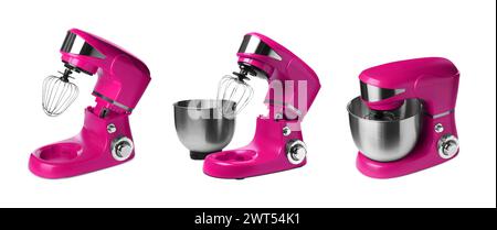 Pink stand mixers isolated on white, set Stock Photo - Alamy