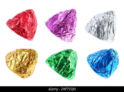 Tasty candies in bright wrappers isolated on white, set Stock Photo - Alamy