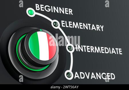 A1 Italian level, concept. Level elementary, beginner. 3D rendering ...