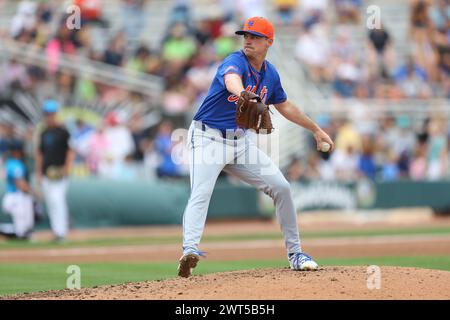 New York Mets' Brooks Raley pitches during the ninth inning of the team's baseball game against ...