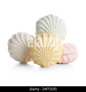 Sweet zefirs on white background Stock Photo - Alamy