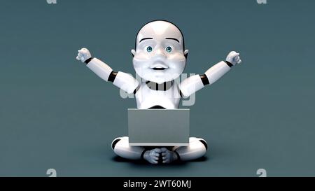 AI-assisted laptop, conceptual illustration Stock Photo - Alamy