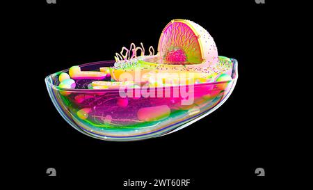 Illustration of the structure of an animal cell. The cell nucleus is ...