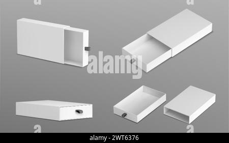 3D set of slide boxes isolated on gray background. Vector realistic ...