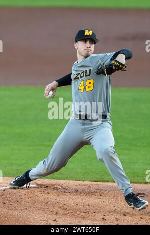 March 15, 2024: Logan Lunceford #48 Missouri starting pitcher prepares ...