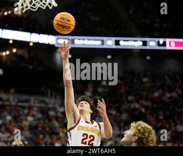 Iowa State forward Milan Momcilovic (22) looks to pass around Grambling ...