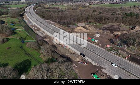 A closed section of the M25 between Junctions 10 and 11, at Byfleet in ...