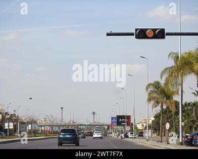 Cairo, Egypt, March 15 2024: Traffic lights signals in Egyptian streets ...