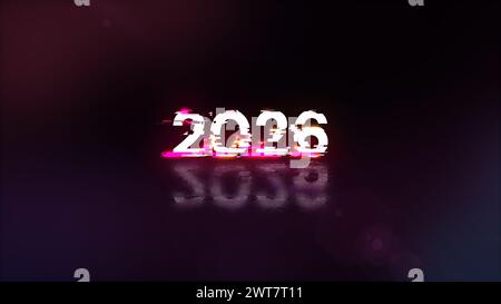 3D rendering 2026 text with screen effects of technological failures ...