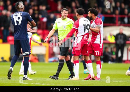 Jordan Roberts of Stevenage and Jamie Reid of Stevenage celebrate 2-0 ...