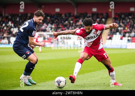 Stevenage's Jordan Roberts and Leyton Orient's Rob Hunt focus on the ...