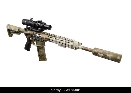 Modern automatic carbine with optical sight. Weapons for police ...