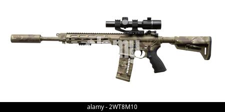 Modern automatic carbine with optical sight. Weapons for police ...