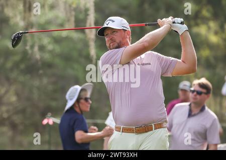 Brice Garnett hits on the 16th hole during the first round of the Sony ...