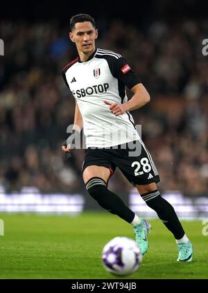 Fulham's Sasa Lukic in action during the Premier League match at Craven ...