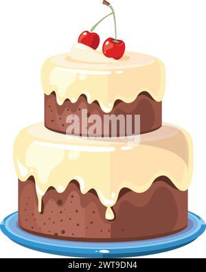 Lemon wedding cake icon cartoon vector. Cream party. Pastry food Stock ...