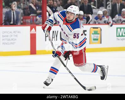 New York Rangers' Ryan Lindgren during the first period of an NHL ...