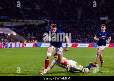 Try Leo Barre of France during the 2025 Six Nations Championship, rugby ...