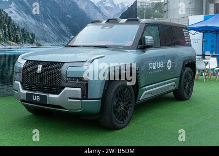 ZHONGSHAN GUANGDONG China-March 10 2024:BYD Yangwang U8, a high-performance plug-in hybrid SUV ...