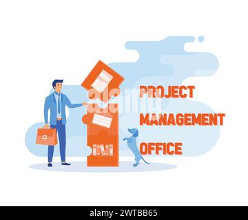 project management concept, Project Management Office acronym, flat ...