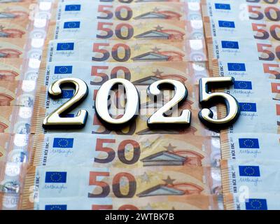 Background of the fifty euros banknotes and 2025 Stock Photo - Alamy