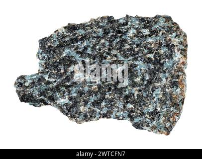 specimen of natural raw gabbro norite mineral cutout on white ...