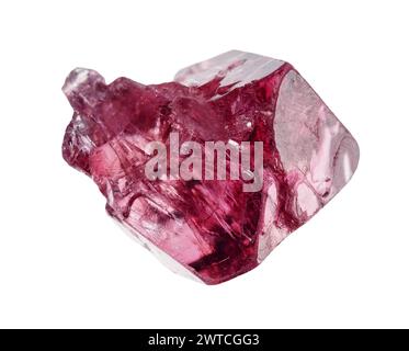 specimen of natural rough red spinel crystal cutout on white background ...